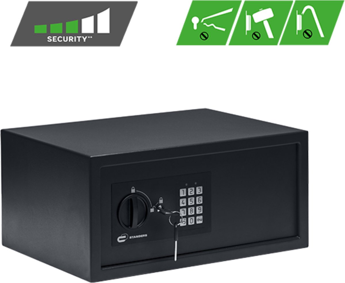 STANDERS - Elektronische kluis - 20L - 20 x 43 x 30 cm - Wandkluis ...