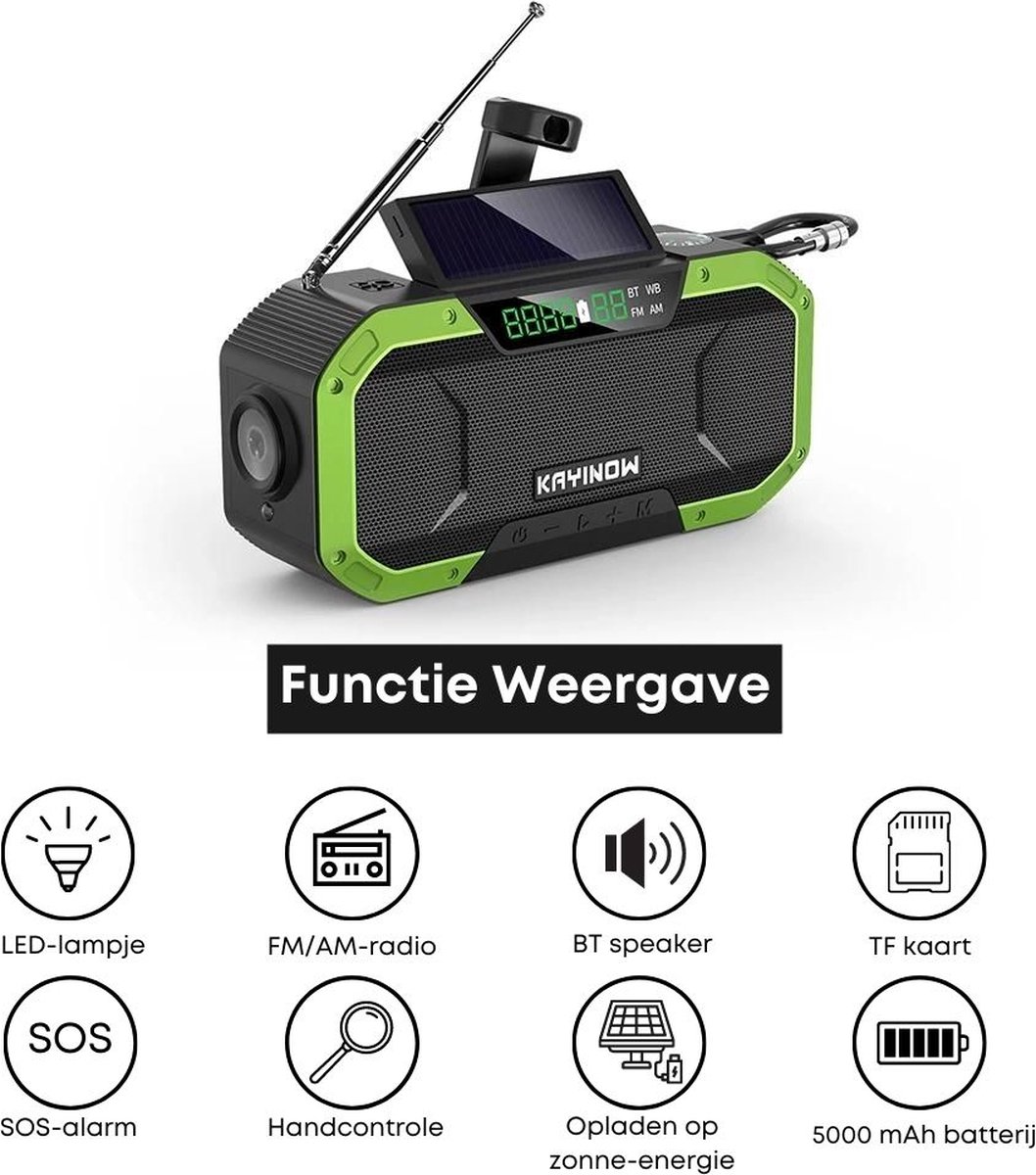 Noodradio | Outdoor | Noodradio solar opwindbaar | Draagbare radio ...