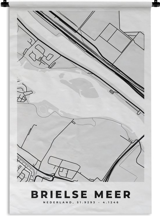 Wandkleed - Wanddoek - Plattegrond - Brielse Meer - Nederland - Kaart ...