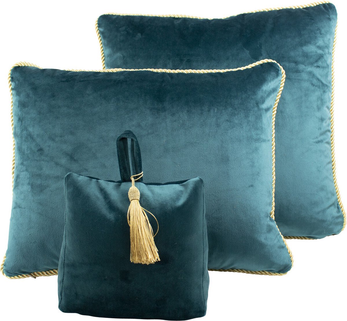 Kussen fluweel goud petrol 45x45cm | bol.com