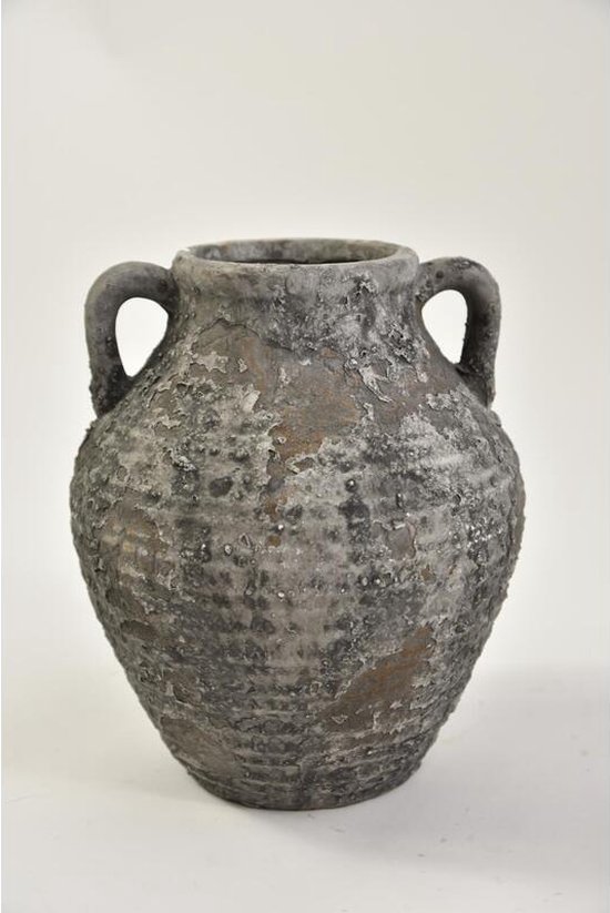 Kruiken En Flessen - Kruik ''raw'' Met 2 Oren 17x17x21cm Grey | bol