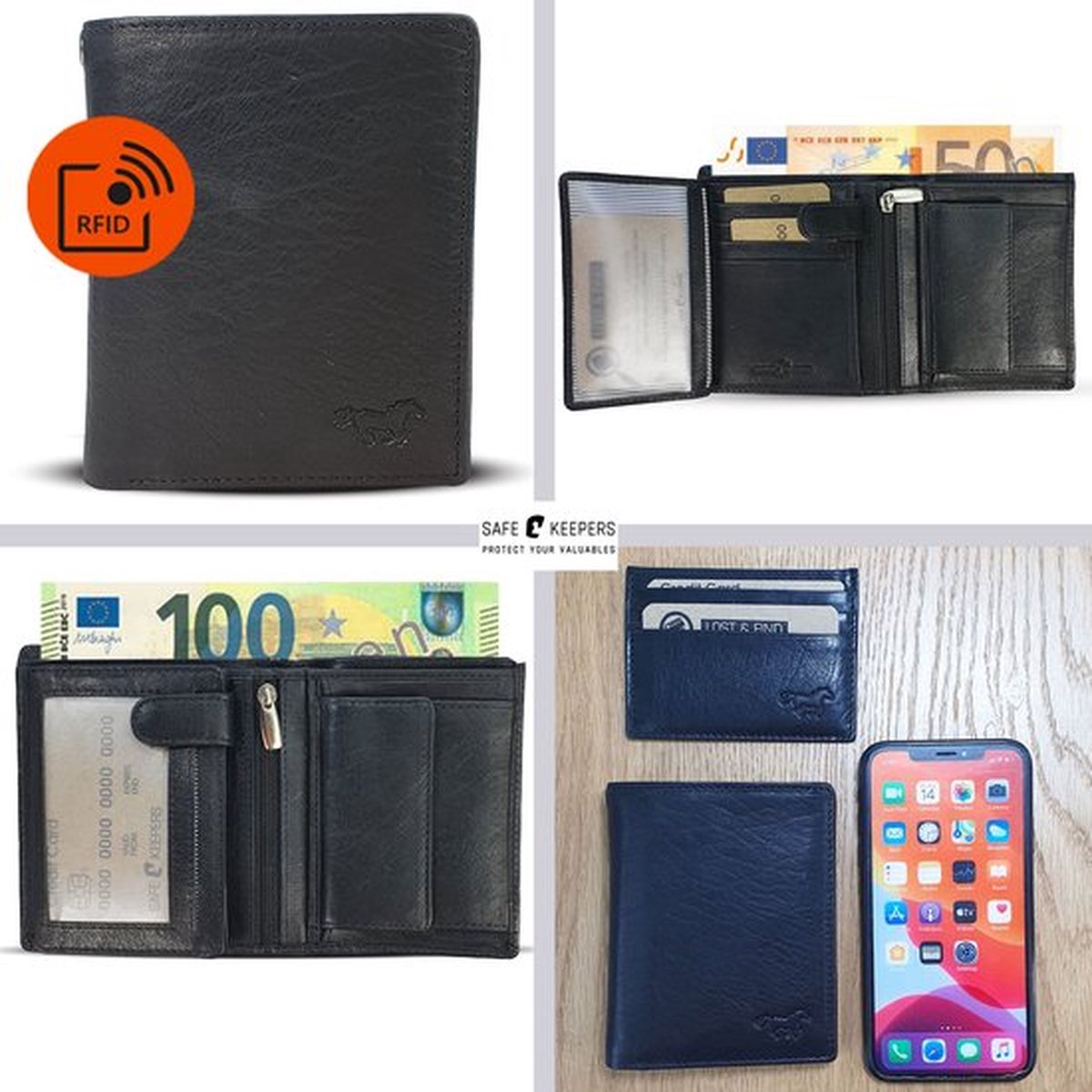 SK Portemonnee met ketting - Staand model - RFID - Leer | bol.com