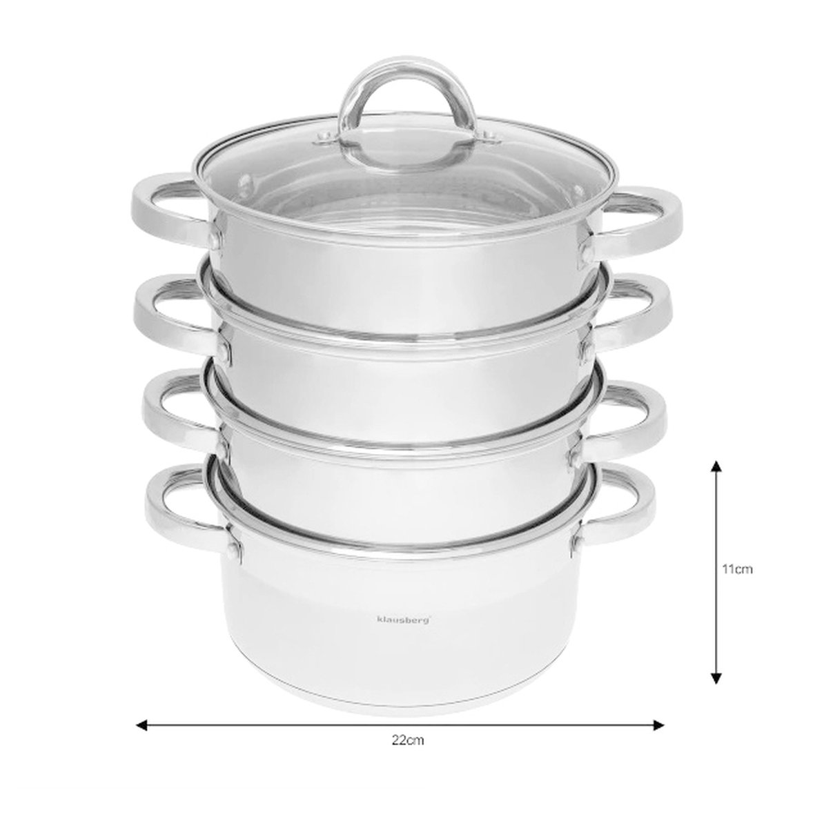 Stoompannen Set 5-delig I Kookpan Stoominzet Deksel Ø 22 cm - 4.0L RVS ...