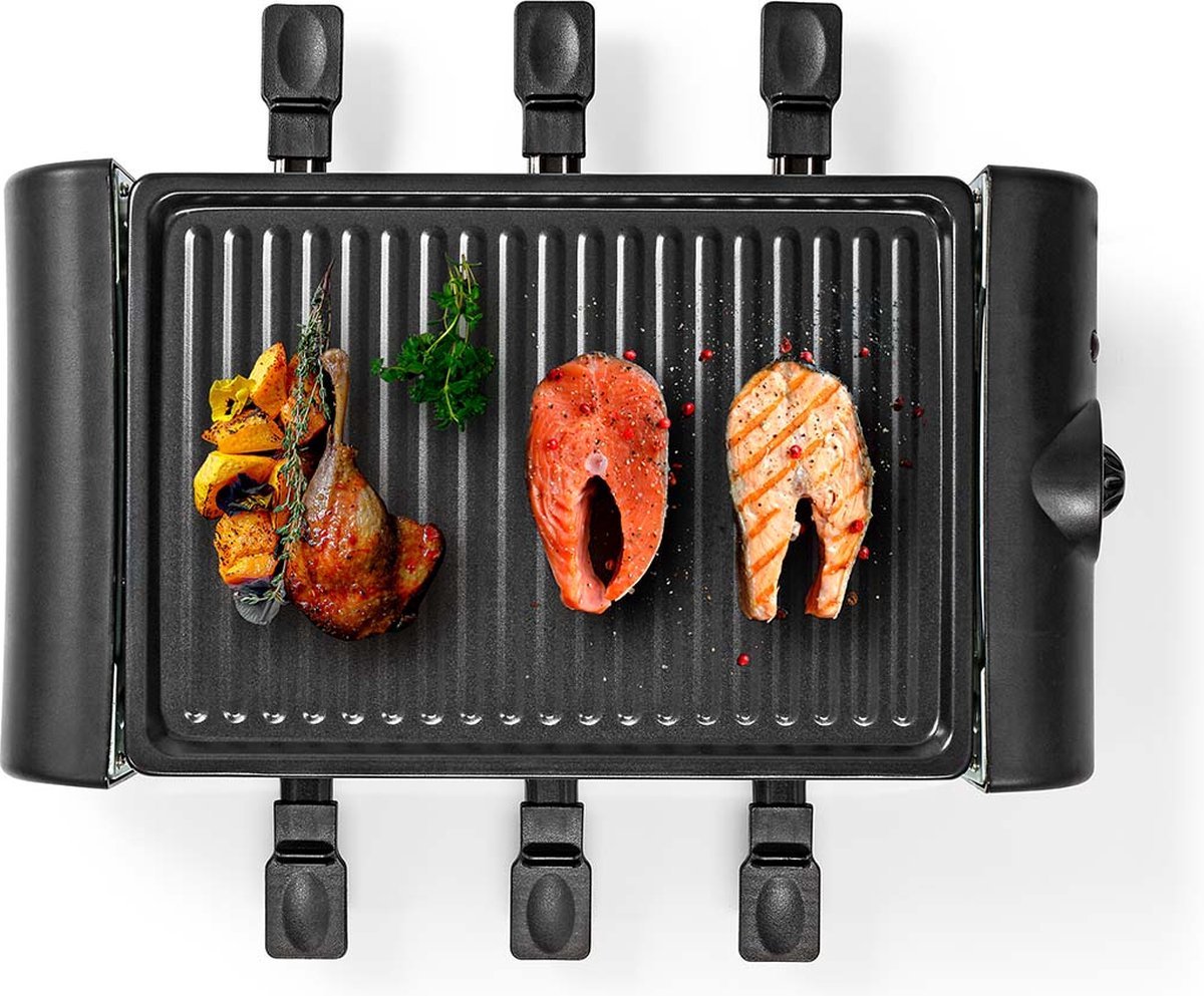 Gourmetstel - Raclette - Grillplaat - 5 Personen - 1000W - Zwart | bol.com