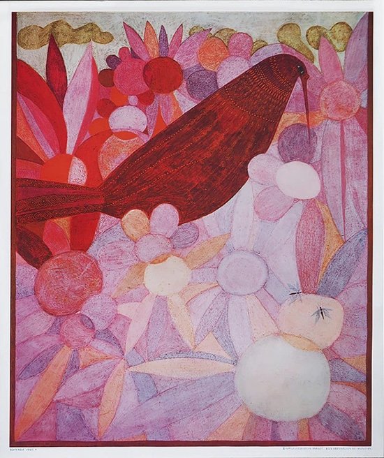 Beate Rose - Vogel 4 Kunstdruk 52x62cm | bol.com