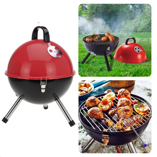 Cheqo® Kogelbarbecue - Houtskool BBQ - Barbecue - Tafelbarbecue - Rood ...