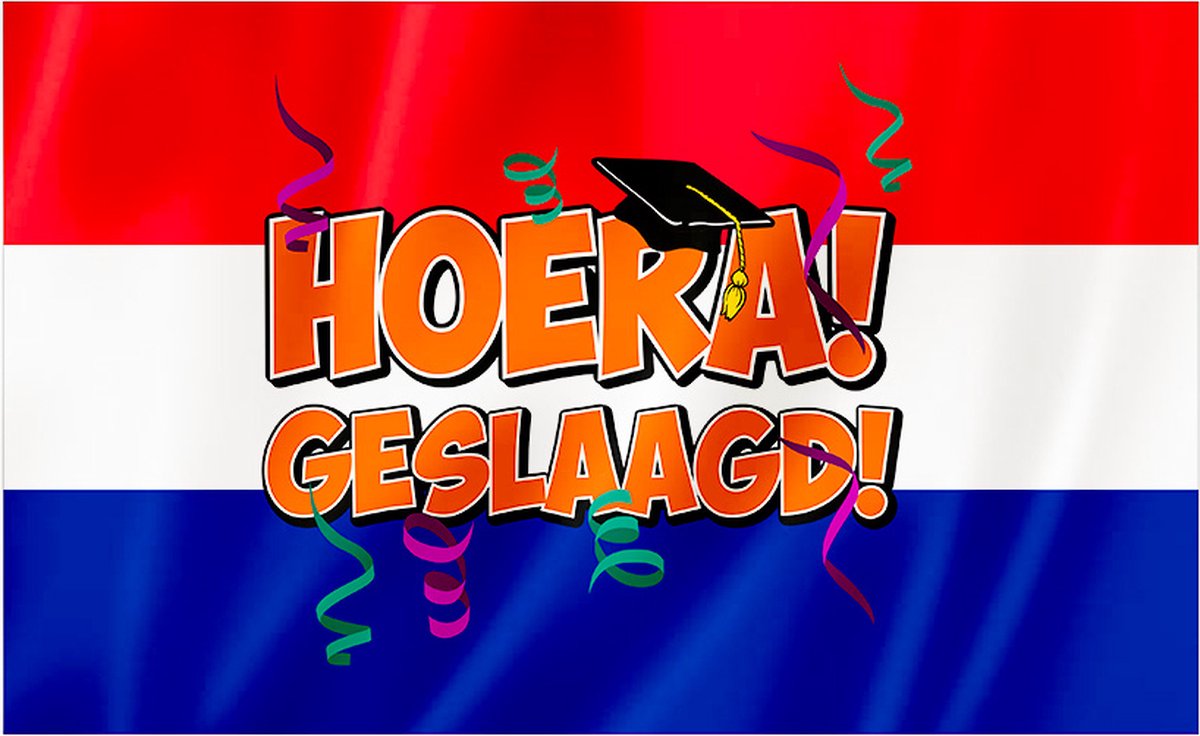 Vlag | Spandoek | Hoera Geslaagd | rood wit blauw | 150 x 90 cm | bol.com