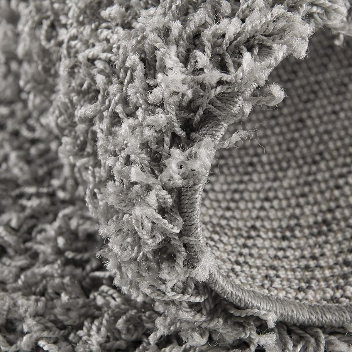Balais Shaggy Plus Rond Effen Hoogpolig Vloerkleed Tapijt Grijs - 120 ...