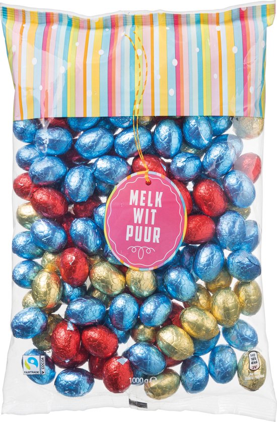 Fairtrade paaseitjes massief - mix van melk, wit en puur - 5kg | bol