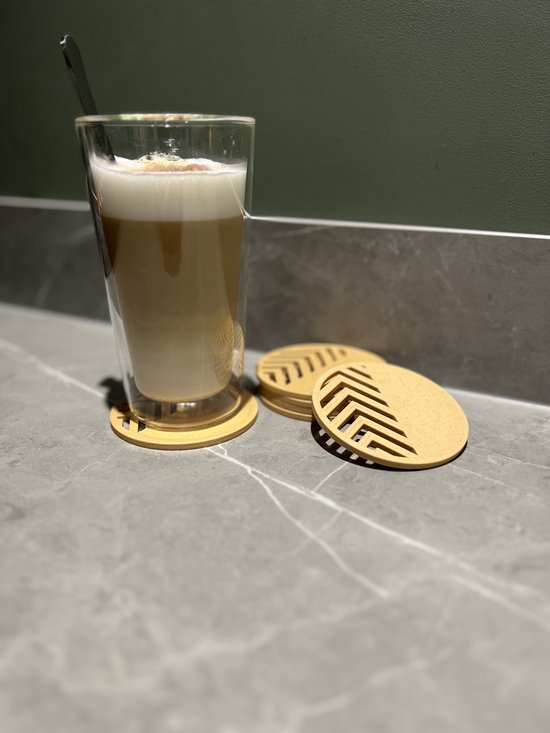 Houten Onderzetters - Set van 6 - Pine - 50/50 - Visgraat | bol