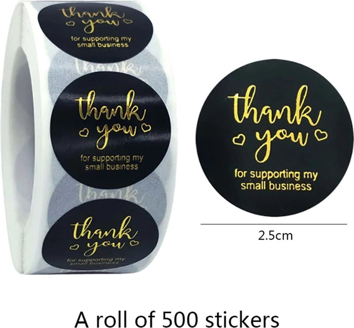 Thank you stickers- 500 stickers - 25 mm - Bedankt stickers - op rol - Thank you For... | bol.com