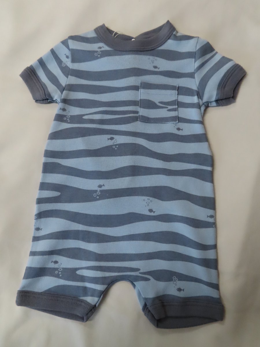 Petit Bateau - Combi kort - Streepje blauw - Jongens - 1 maand 54 | bol.com