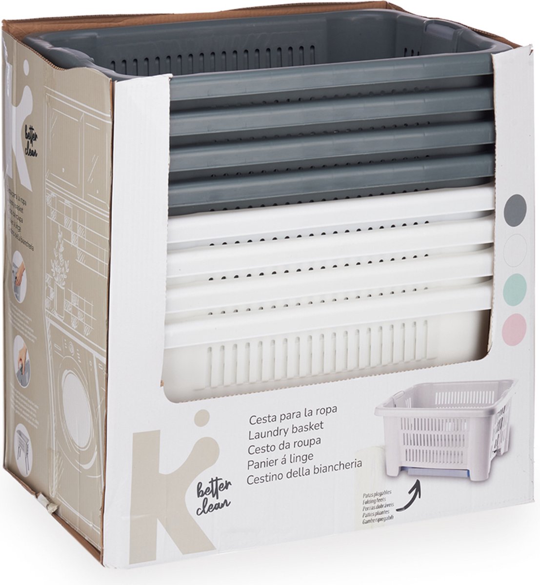Kipit -Wasmand/waskrat op poten - wit kunststof - 60 x 40 x 30 cm | bol.com