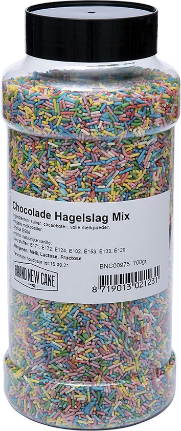 BrandNewCake® Chocolade Hagelslag Kleurmix 700gr - Hagelslag Strooibus ...