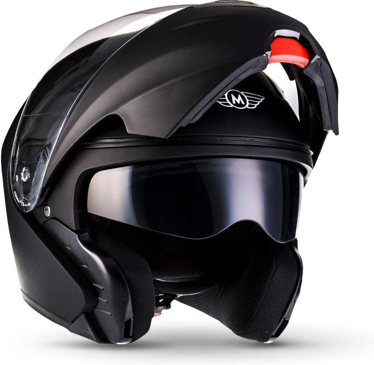 MOTO F20 Matt Black systeemhelm Flip-Up scooterhelm, motorhelm, XS, 53 ...