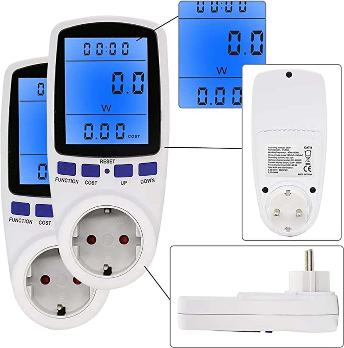 WARMEE - Set Van 2 Energiemeter Verbruiksmeter Stopcontact ...