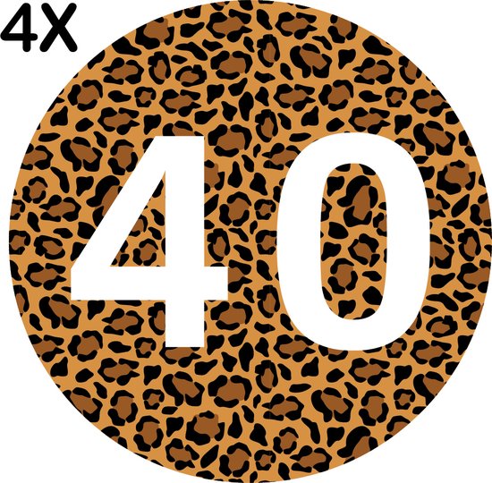 Containerstickers Huisnummer "40" - 25x25cm - Panter Print Cirkel met ...
