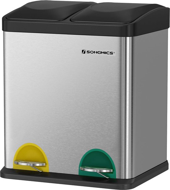 Vuilnisbak - Prullenbak - Afvalscheider - 2 x 15 L - Met binnen emmer ...