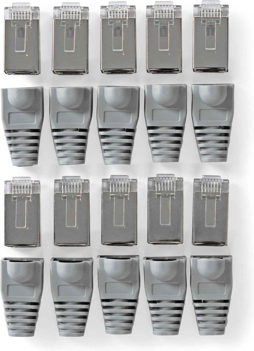 Modulaire RJ45 Stekker + Tule - Cat 5 - Ronde kabel - Vaste kern ...