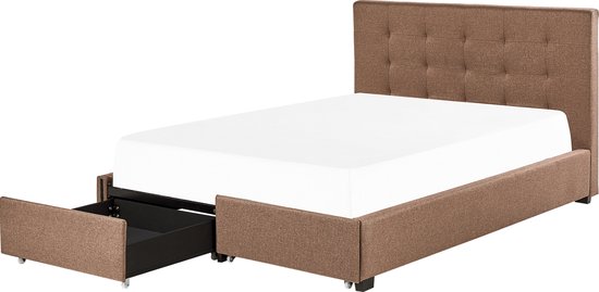 ROCHELLE - Bed opbergruimte - Bruin - 160 x 200 cm - Polyester | bol