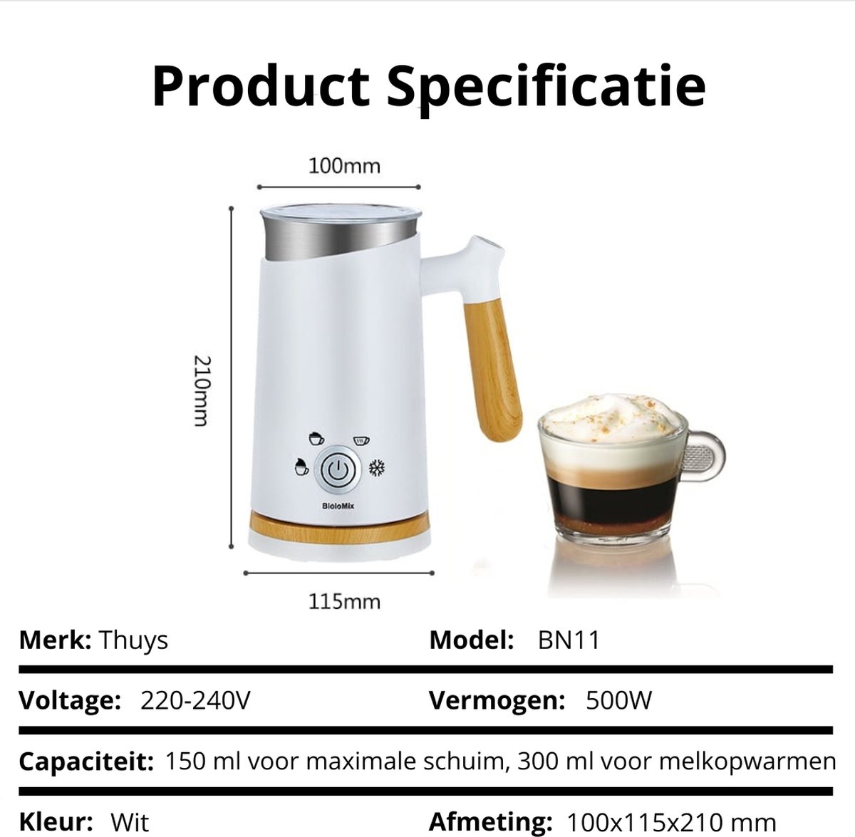 Thuys™|Elektrische Melkopschuimer - Koud en warm opschuimen - 4 in 1 ...