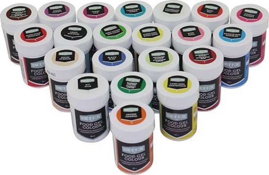 BrandNewCake® Kleurstof Gel Assortiment - Set van 21 x 35gr - Eetbare ...
