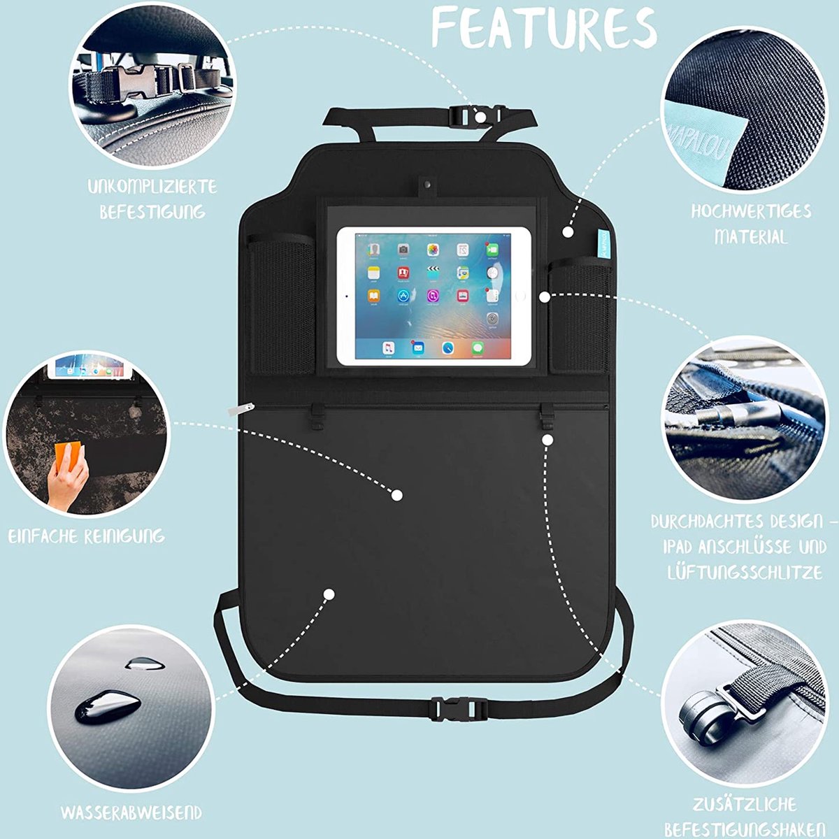 Mapalou - Auto Organizer - 2 Stuks - Autostoel Organizer - Tablethouder ...