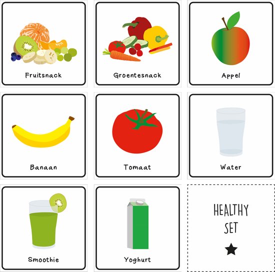 Magneet pictogrammen set Healthy - 5x5 cm - gezonde tussendoortjes ...