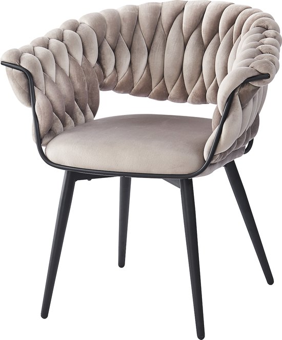 HTfurniture-Helen stitching chair-Light Gray color-with black legs ...