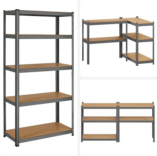 MIRA Home - Opbergrek - Stelling - Metaal - Beige - 180x90x40cm | bol