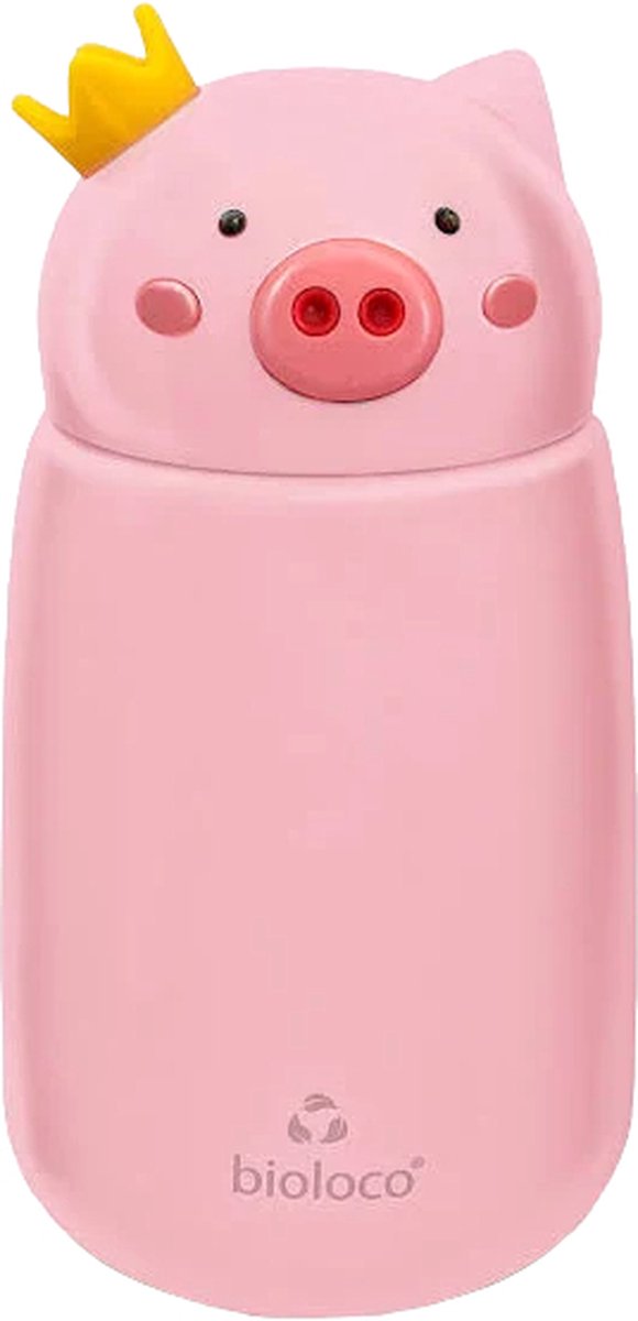 Bioloco - Thermosfles Mini RVS - Varken met Kroontje - Dubbelwandig ...