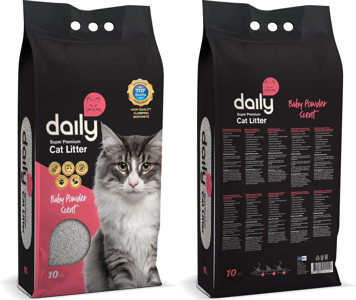 Daily - Premium kattenbakvulling - Babypoeder geur - Klontvormend - 1 x ...