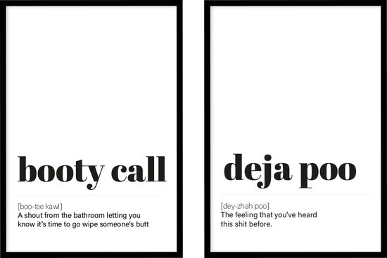 Poster Booty Call En Deja Poo Wc Posters Inclusief Lijsten 21x30 Cm A4 Bol