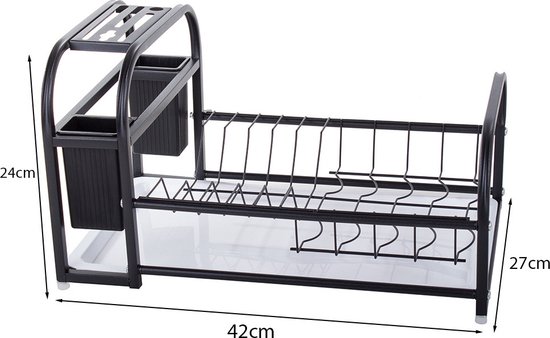 Afdruiprek met dienblad - afdruiprek met lekbak - afdruiprek zwart ...