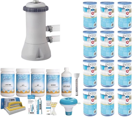 WAYS - Zwembad Onderhoud - Pakket Medium Deluxe & Filterpomp 3407 L/u ...
