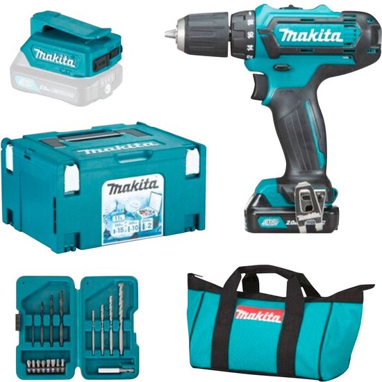 Makita DF333DSAX6 - 12V accu boormachine + accu + koelbox + bitset ...