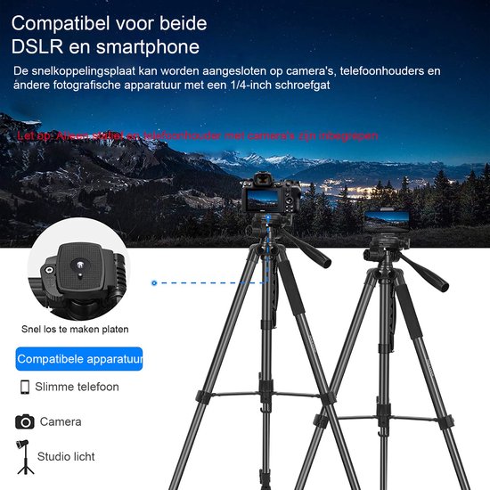 Neewer® - Camerastandaard - 2-in-1 - Aluminium Statief Monopod - Max ...