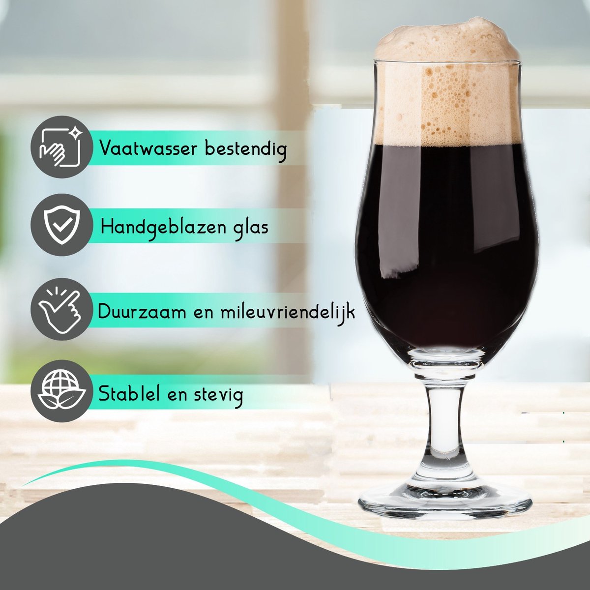 TEN Hoogwaardige Kristal 1L bierglas op voet – Speciaal bier glas - Bierglazen... | bol.com