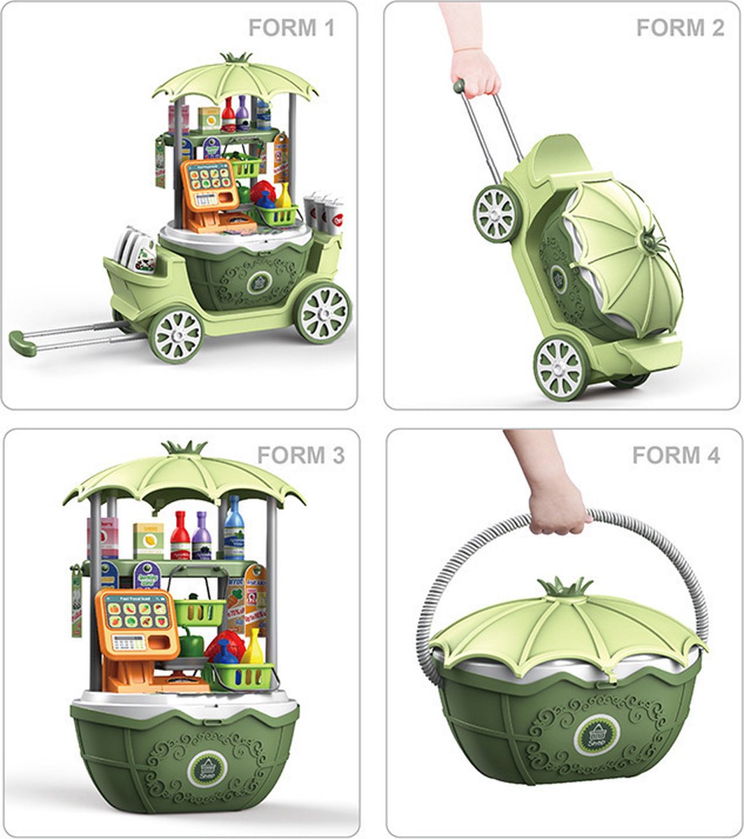 Speelgoed supermarkt trolley - 50 stuks - Groen - 4 in 1 - Jongen en ...