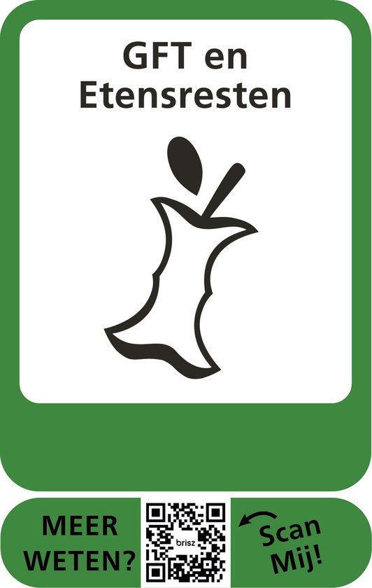 Brisz GFT A4 afvalsticker met afbeelding - Scan de QR code en je weet ...