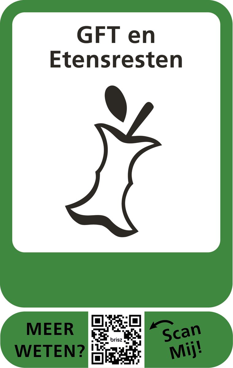 Brisz GFT A4 afvalsticker met afbeelding - Scan de QR code en je weet ...