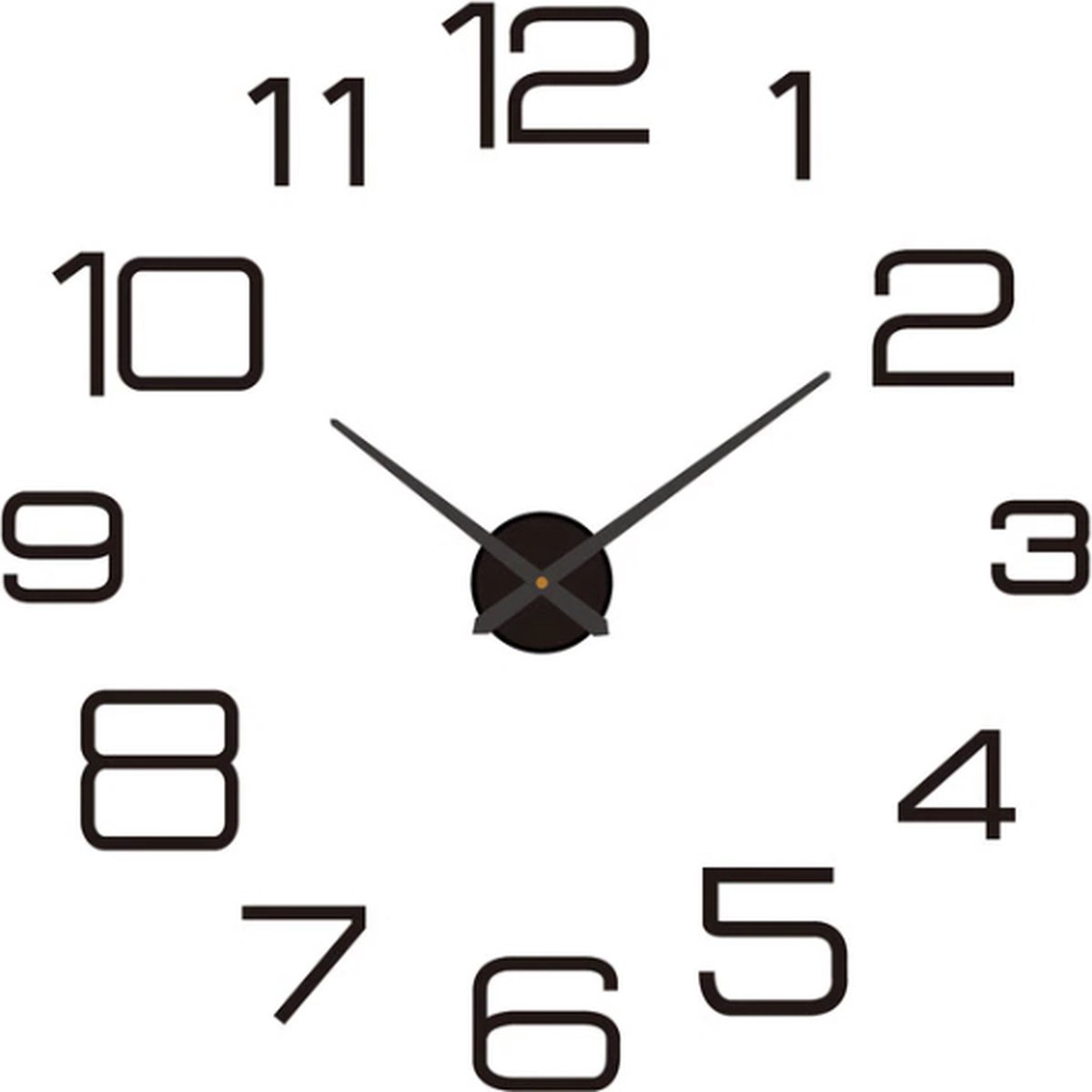 Wandklok zwart - design- Muurklok- Zwarte klok- Industrieel- 2D klok ...