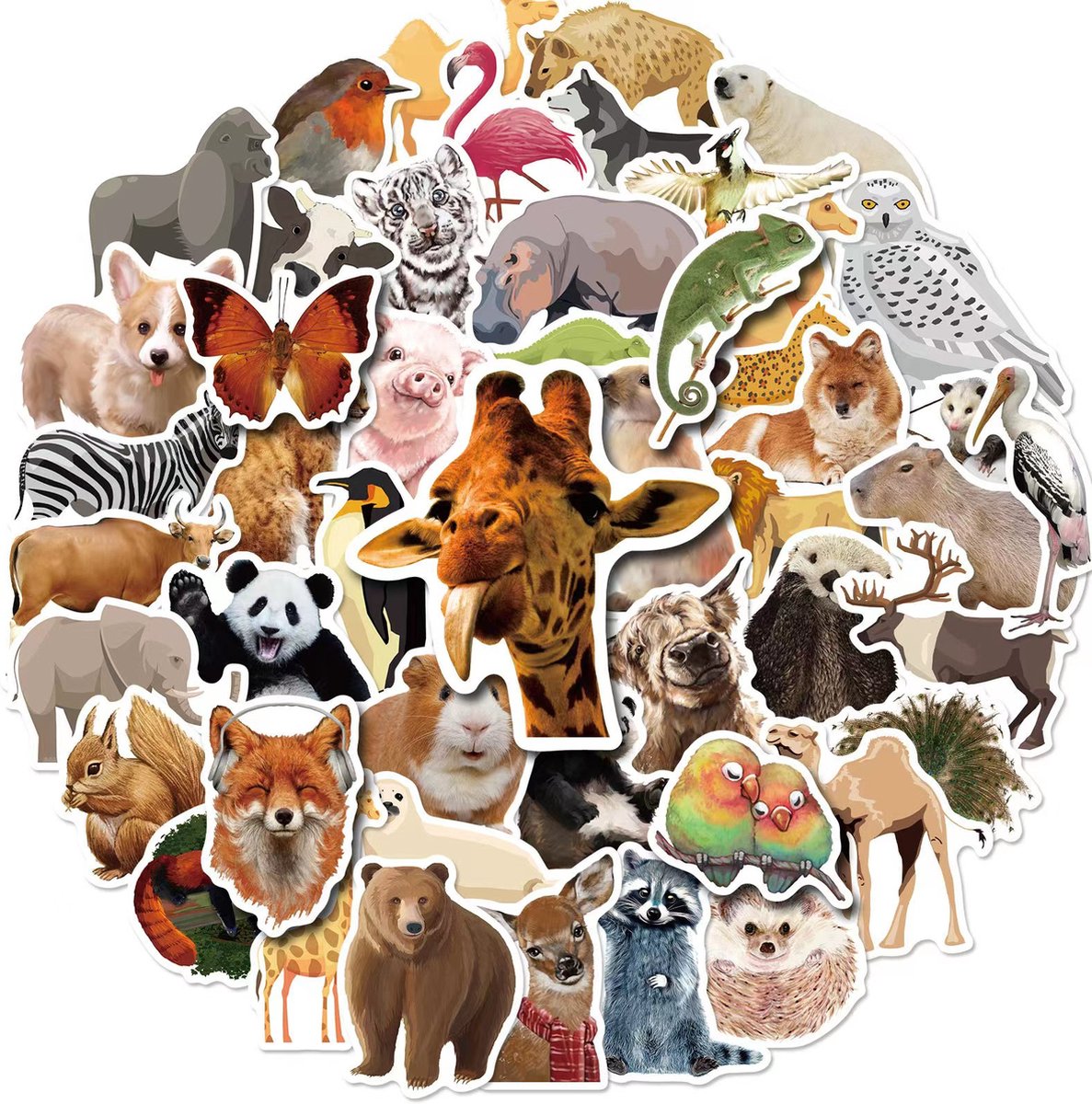 Dieren Stickers - 50 stuks - Hoogwaardig vinylstickers - Waterbestendig - Kinderstickers | bol.com