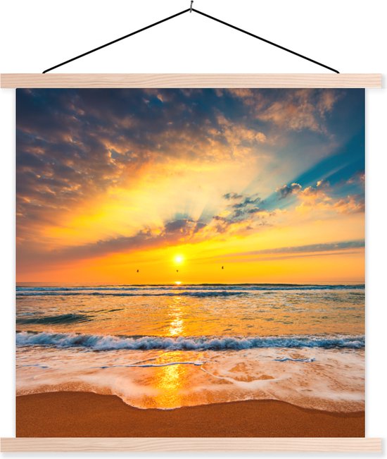 Posterhanger incl. Poster 90x90 cm - Schoolplaat - Zonsondergang ...