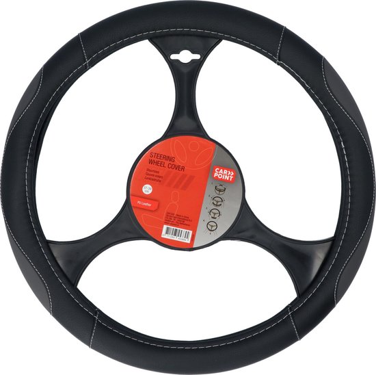 Carpoint Stuurhoes Auto - PU Leer Zwart met grijs - Voor sturen met een ...