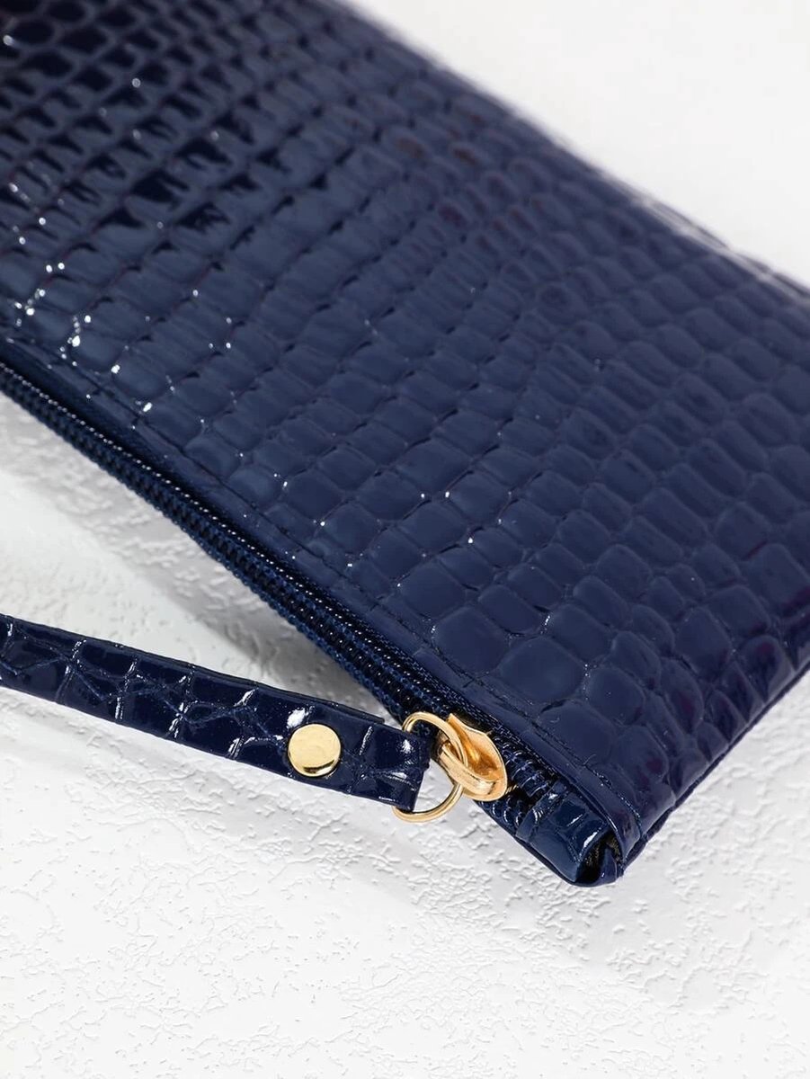 Handtas Mini - Make-up tasje - Donkerblauw - Rechthoekig - Krokodillen ...