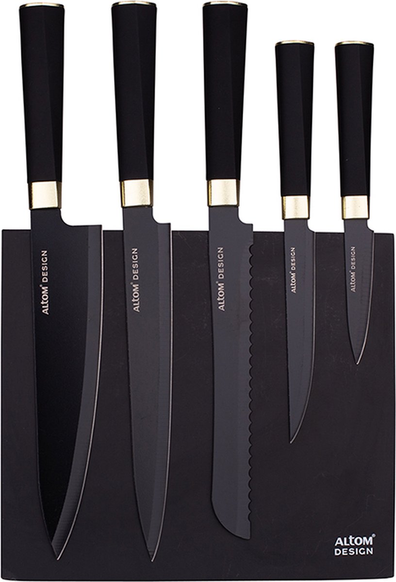 Altom Design - Magnetisch Messenblok met Zwarte Messen - 5-delige ...