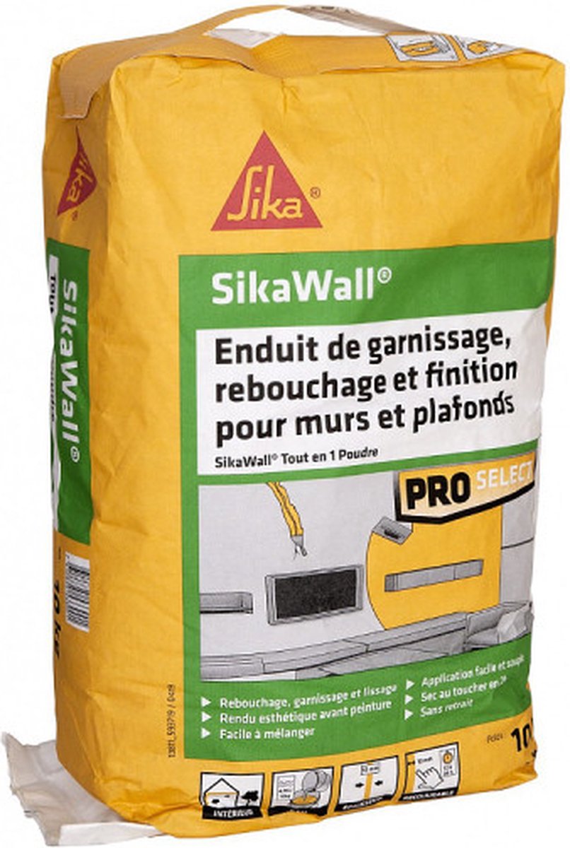 SIKA SikaWall All-in-one Enduits de rebouchage en poudre - 10kg | bol.com