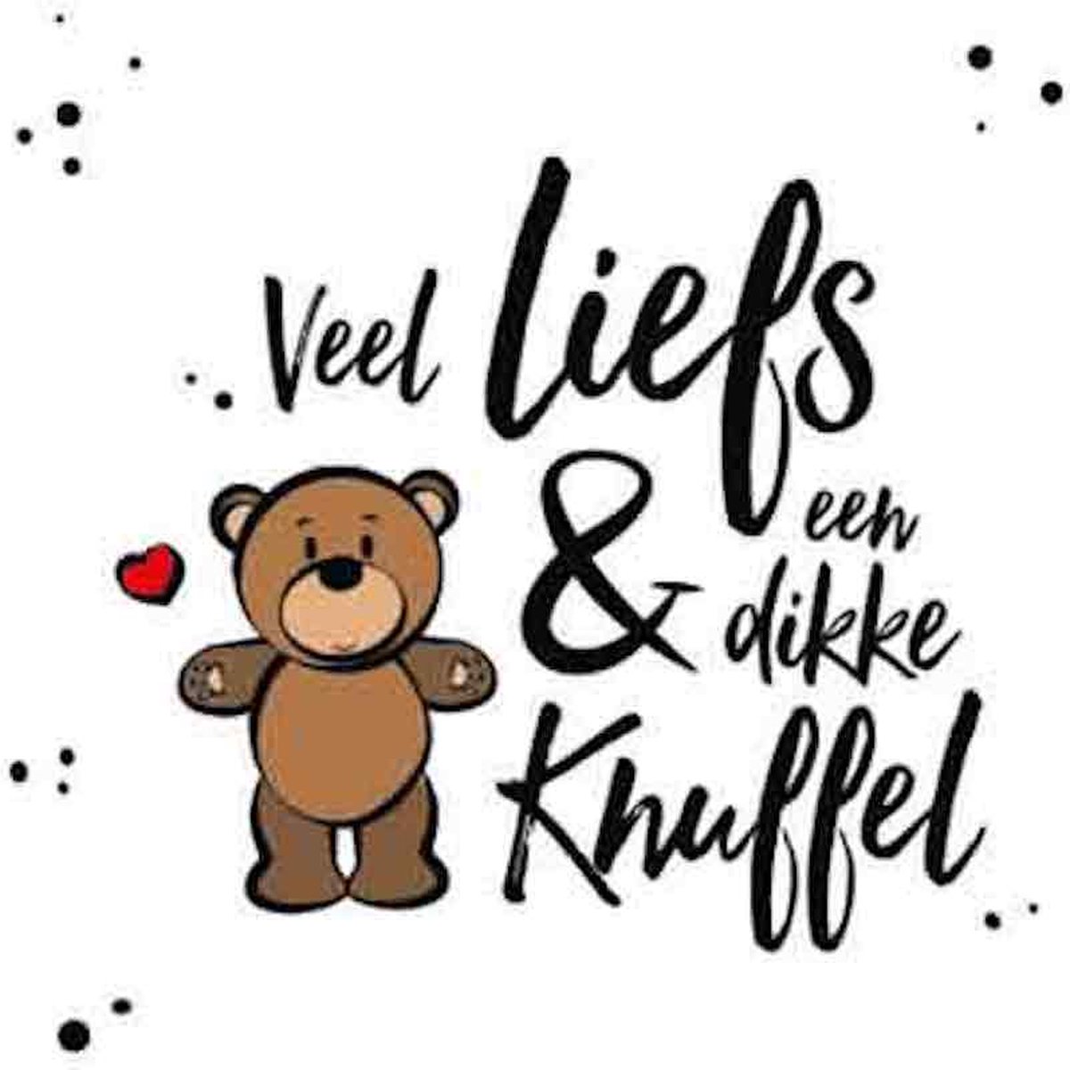 Wenskaart - Veel Liefs En Een Dikke Knuffel - Beer met hartje - Een ...