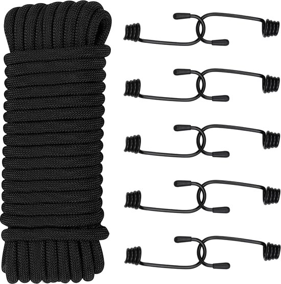 LUCKYKODOR Expandertouw 20 m rubberen touw met 10 spiraalhaken ...